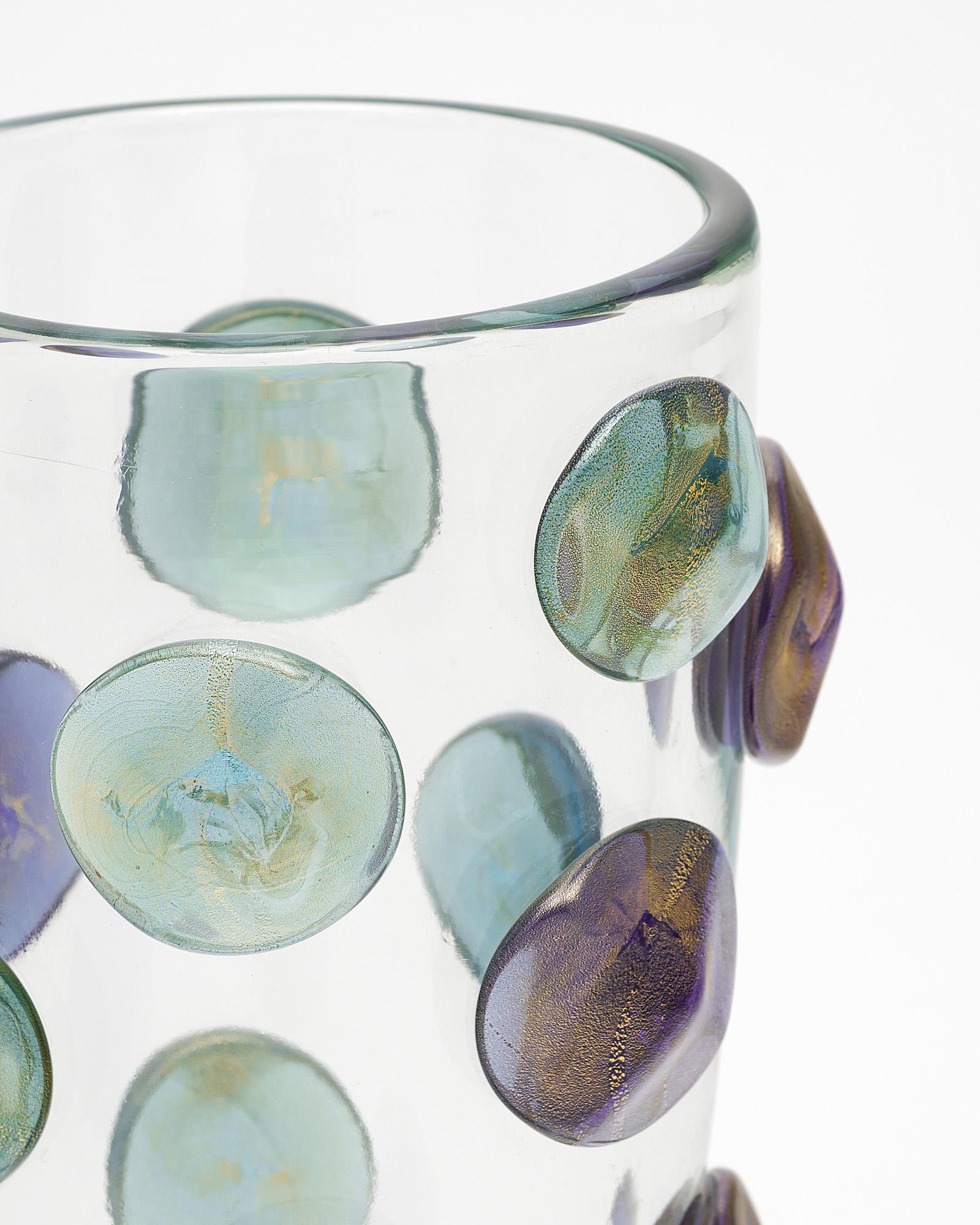 Pair of Murano Glass Medallion Vases For Sale at 1stDibs