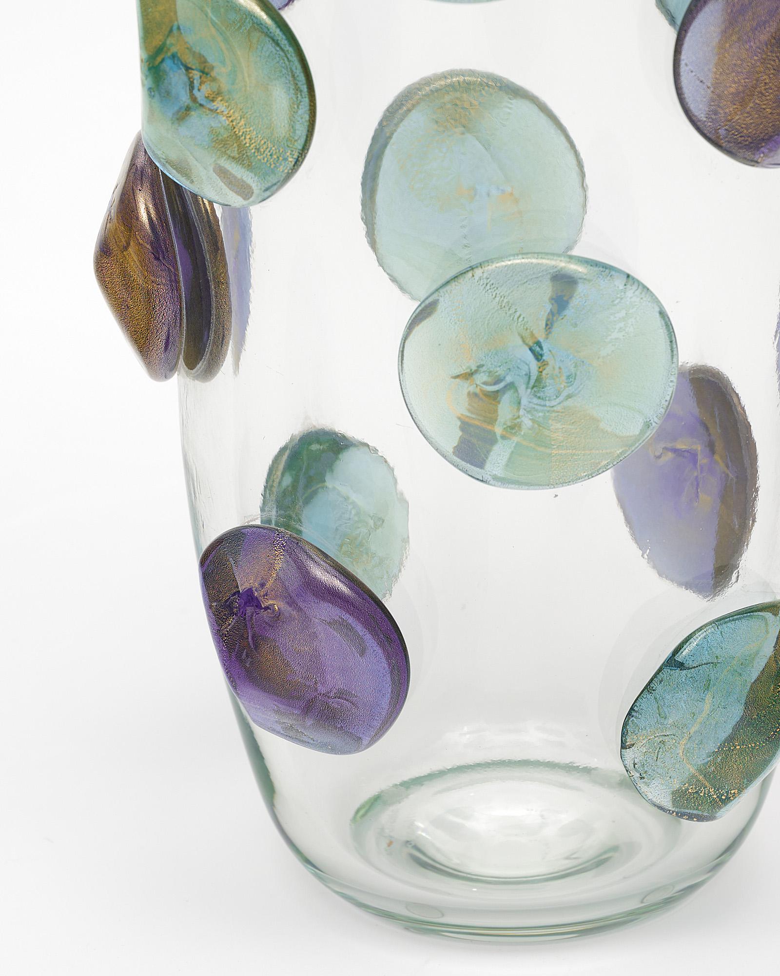 Pair of Murano Glass Medallion Vases For Sale at 1stDibs