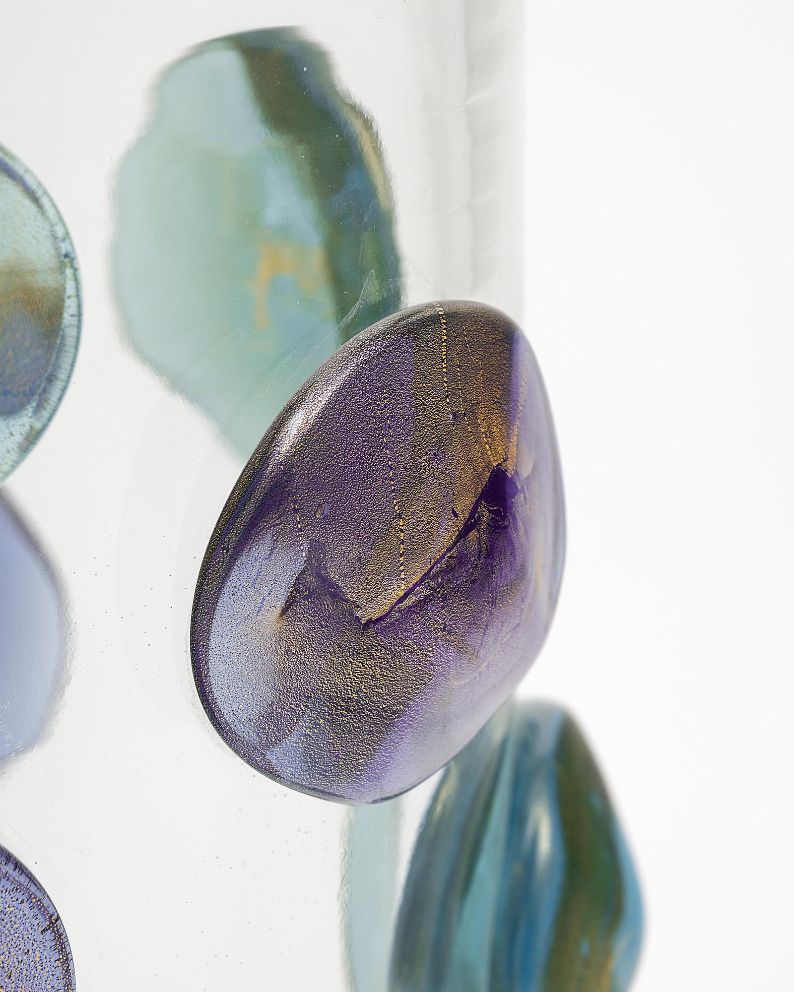 Pair of Murano Glass Medallion Vases For Sale at 1stDibs