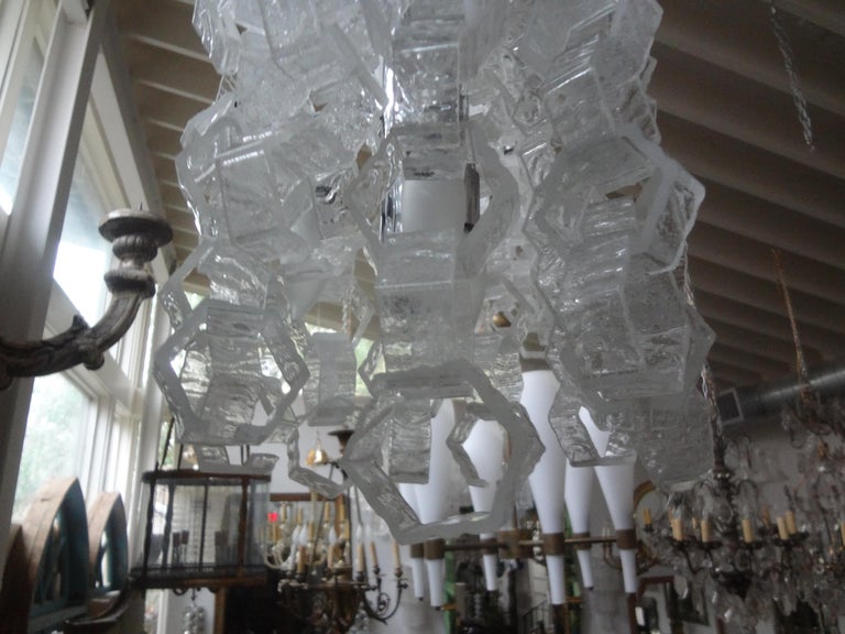 Pair of Murano Glass Mid-Century Modern Chain Link Chandeliers For Sale ...