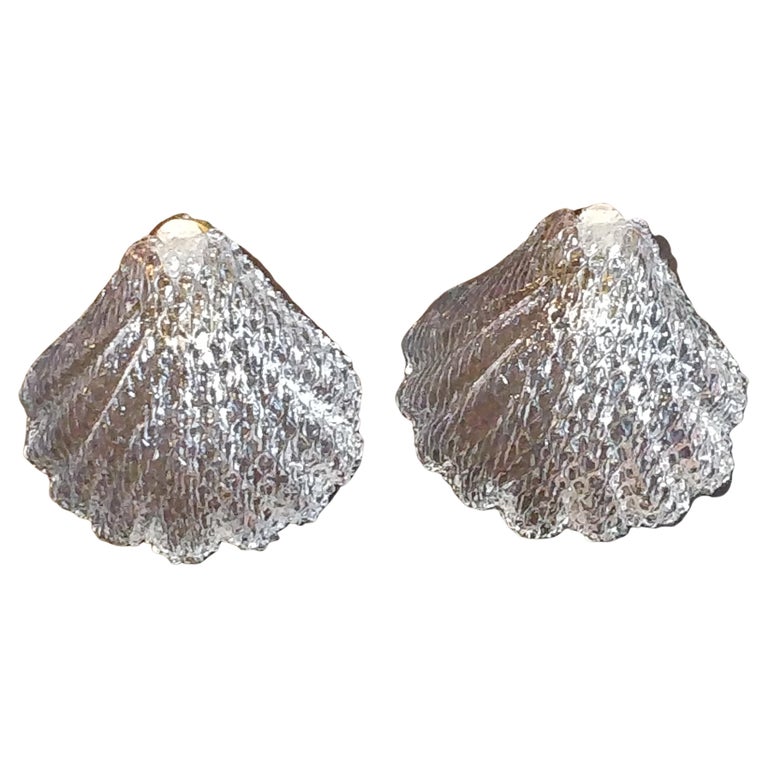 Pair of murano glass sconces vintage . Seashell 1950s For Sale at 1stDibs