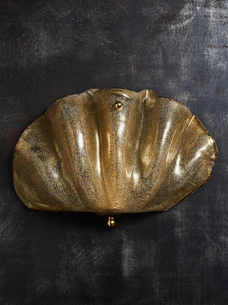 Pair of Murano Glass Shell Wall Sconces For Sale at 1stDibs