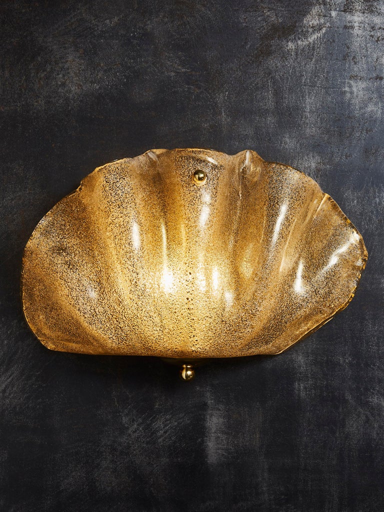 Pair of Murano Glass Shell Wall Sconces For Sale at 1stDibs