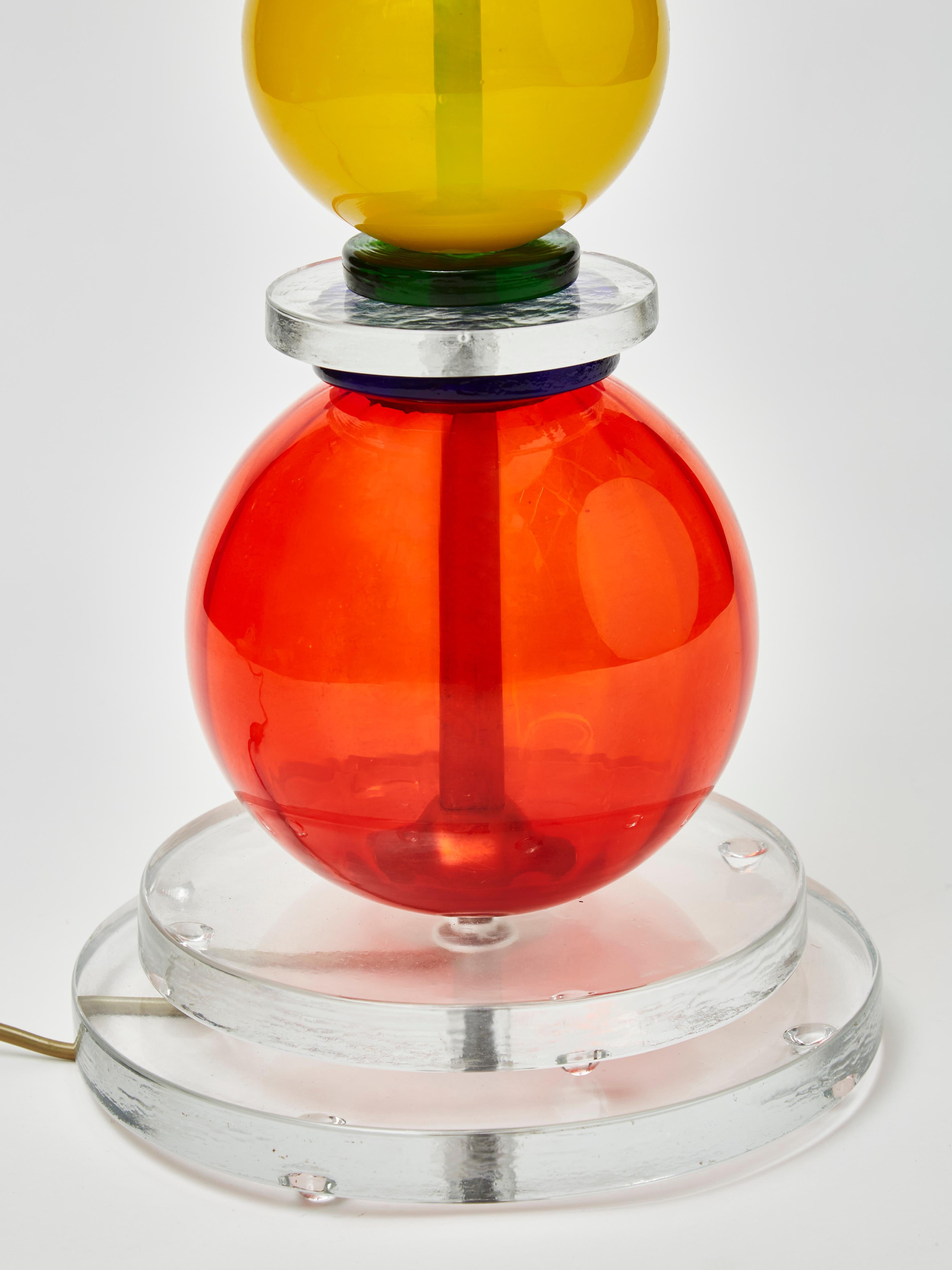 Pair of Murano Glass Table Lamps with Multi-Color Spheres at 1stDibs ...