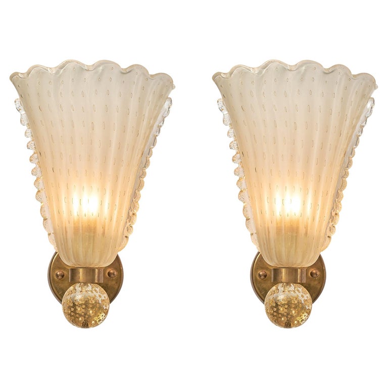 Pair of Murano Glass Vintage Sconces at 1stDibs