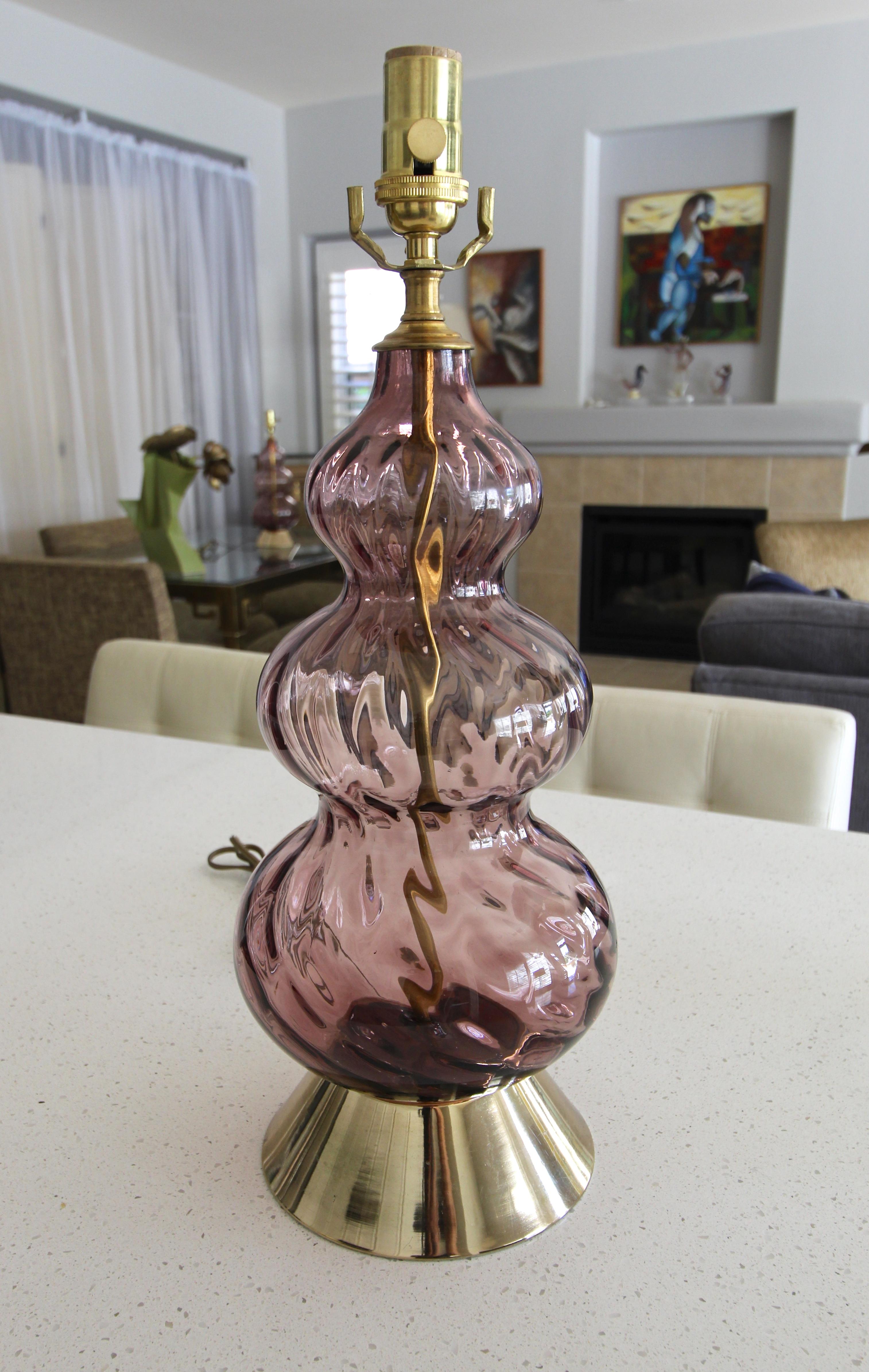Pair of Murano Italian Purple Glass Table Lamps at 1stDibs