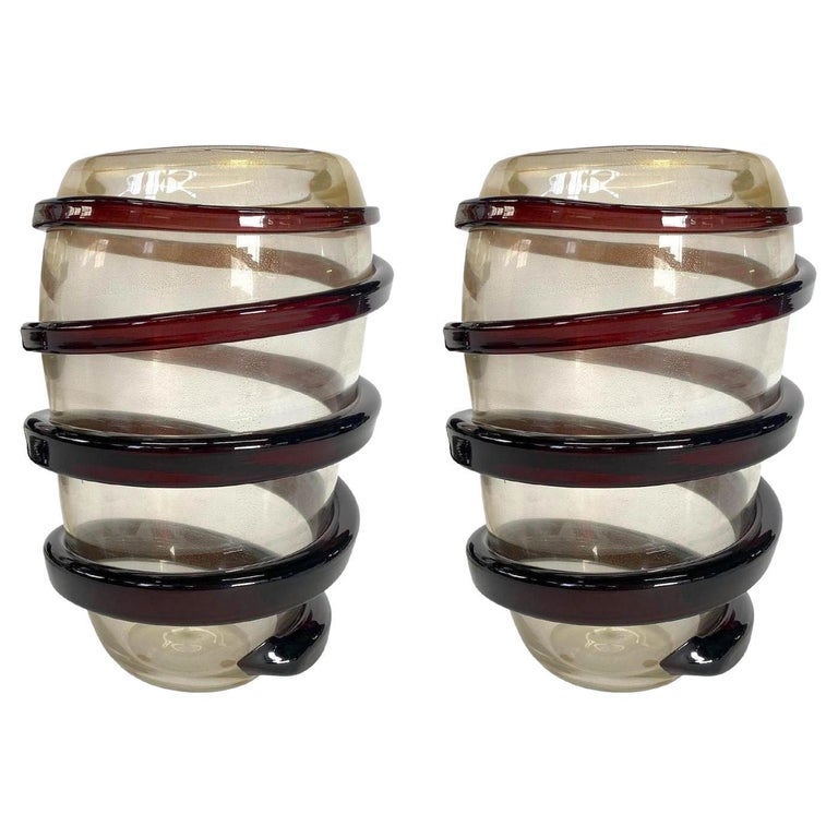 Pair of Murano Swirl Vases by Cenedese For Sale at 1stDibs