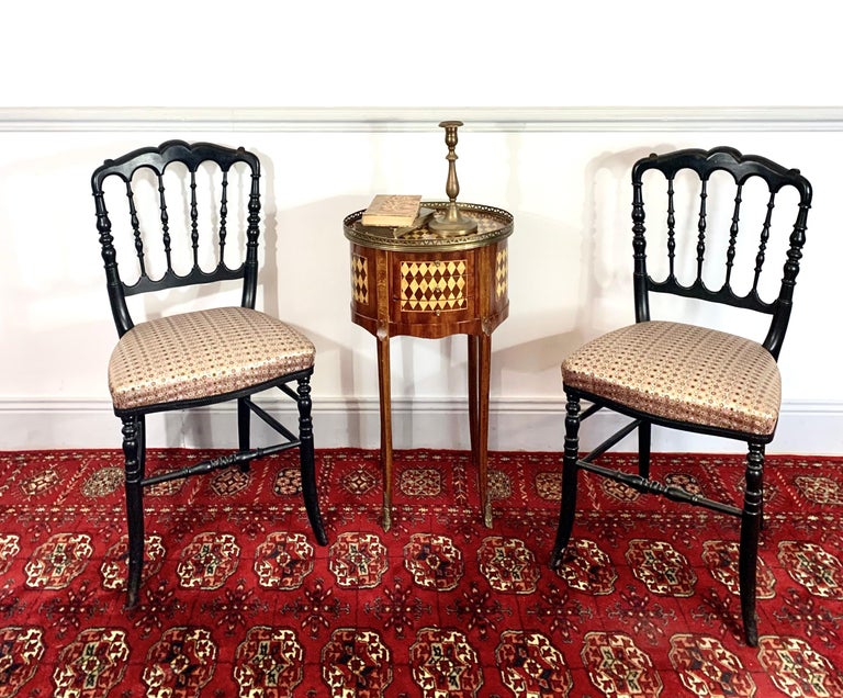 Pair of Napoleon III Chairs in Blackened Wood For Sale at 1stDibs