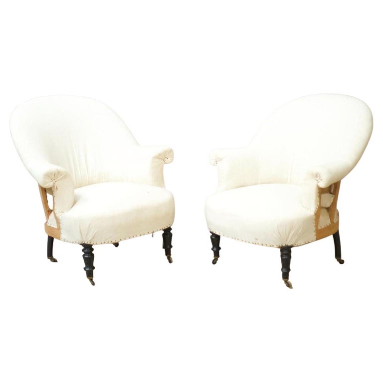 Pair of Napoleon III Curved Back Armchairs For Sale at 1stDibs