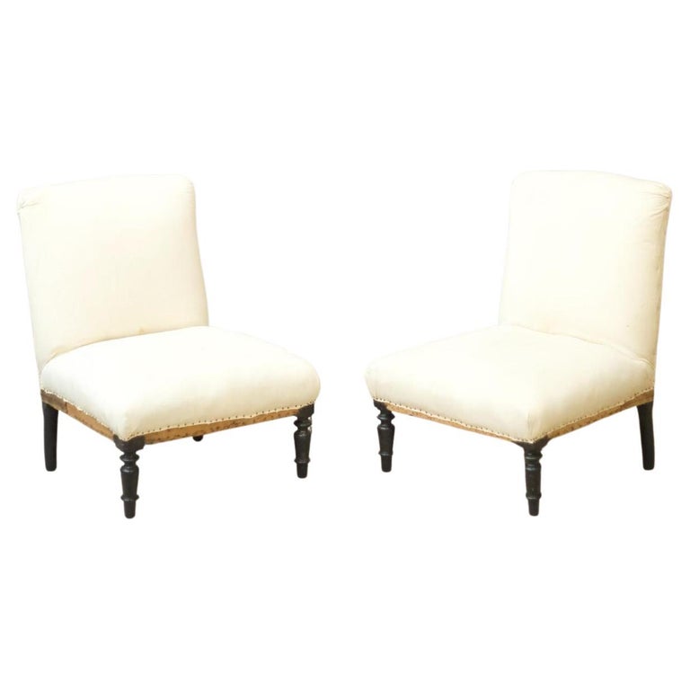 Pair of Napoleon III Cushion Backed Side Chairs For Sale at 1stDibs