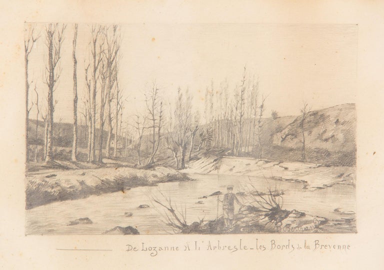 Pair of Napoleon III Framed Landscape Drawings, France, 1870s For Sale ...