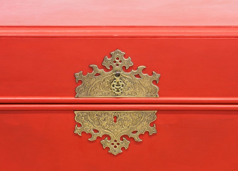 Pair of Narra/ Baul Style Mid 20th Cent. Lacquered Footed Chest or Side ...
