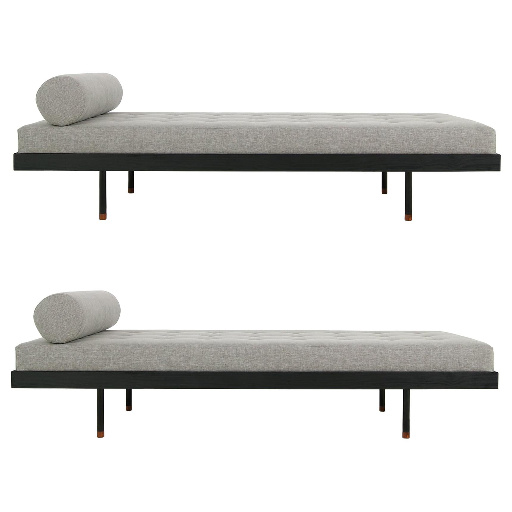 Pair of Nathan Lindberg 'Black Edition' Daybed Larch Wood, Metal, Teak ...