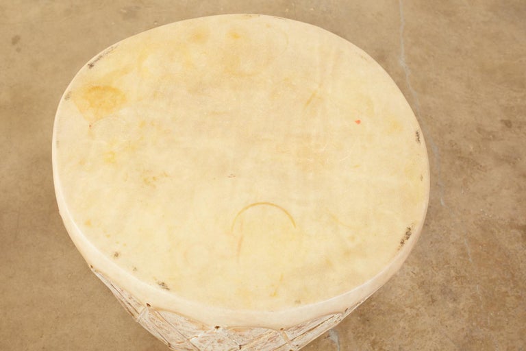 Pair of Native American Style Rawhide Drum Drink Tables at 1stDibs
