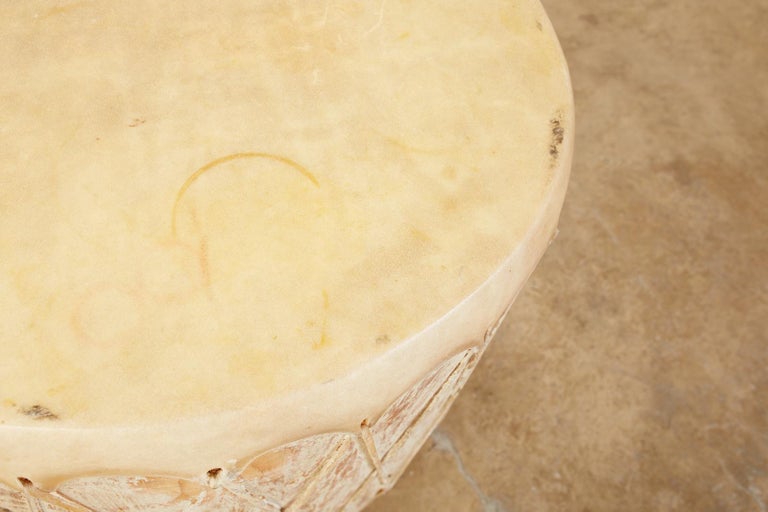 Pair of Native American Style Rawhide Drum Drink Tables at 1stDibs