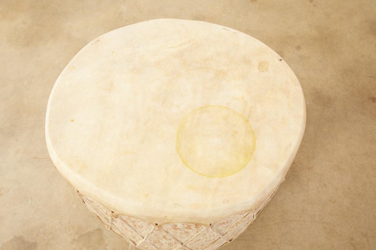 Pair of Native American Style Rawhide Drum Drink Tables at 1stDibs