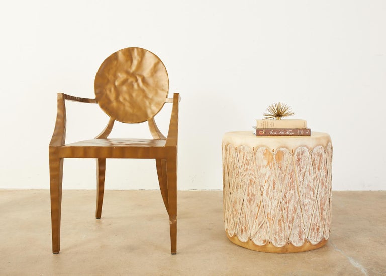 Pair of Native American Style Rawhide Drum Drink Tables at 1stDibs