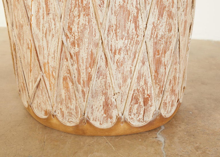 Pair of Native American Style Rawhide Drum Drink Tables at 1stDibs