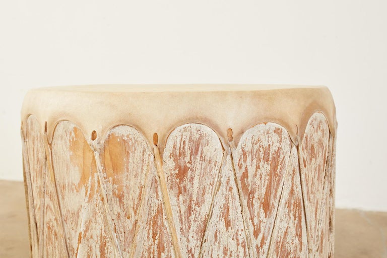 Pair of Native American Style Rawhide Drum Drink Tables at 1stDibs