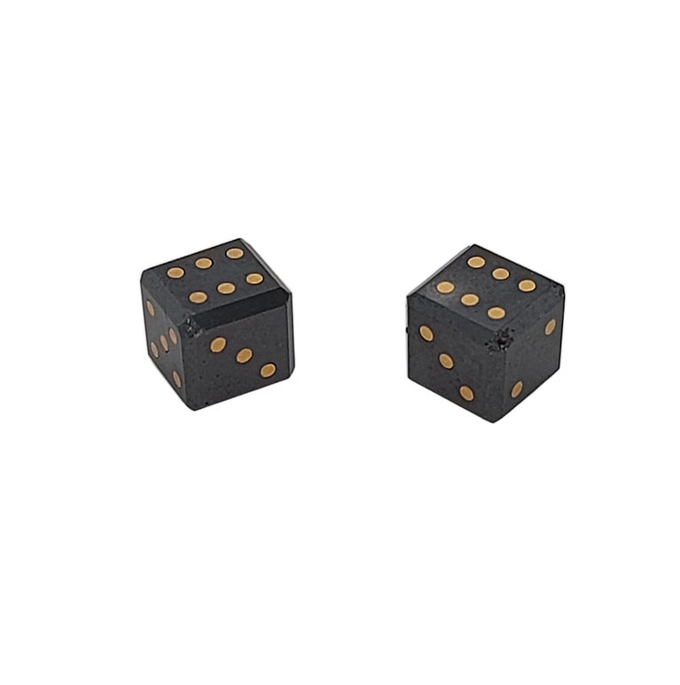 Pair of Natural 15,4 Carat Black Diamond Cubes/Dice with Gold Inlay For ...