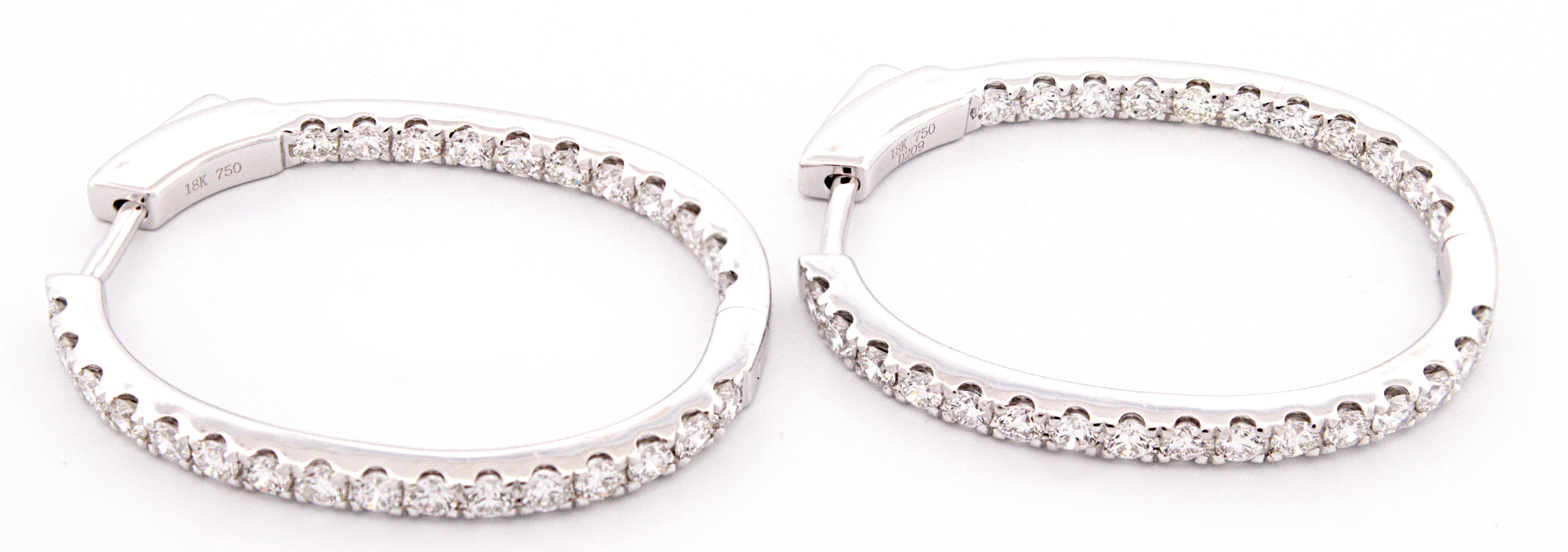 Stunning 18 Karat White Gold Natural Sapphire Inside-Out Elongated Hoop ...