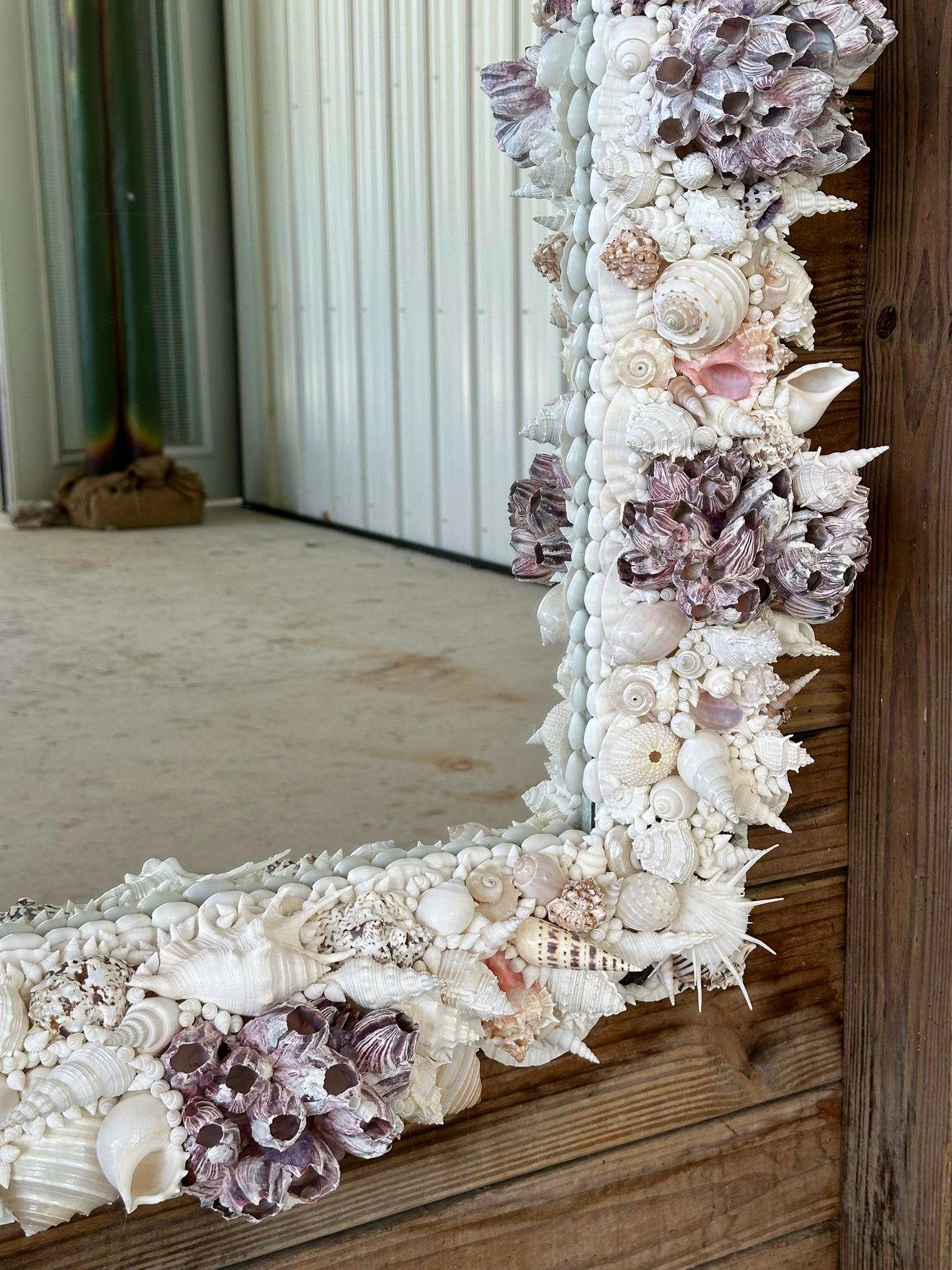 Pair of Natural Sculptural Coastal Handmade Seashell Wall Mirrors at ...