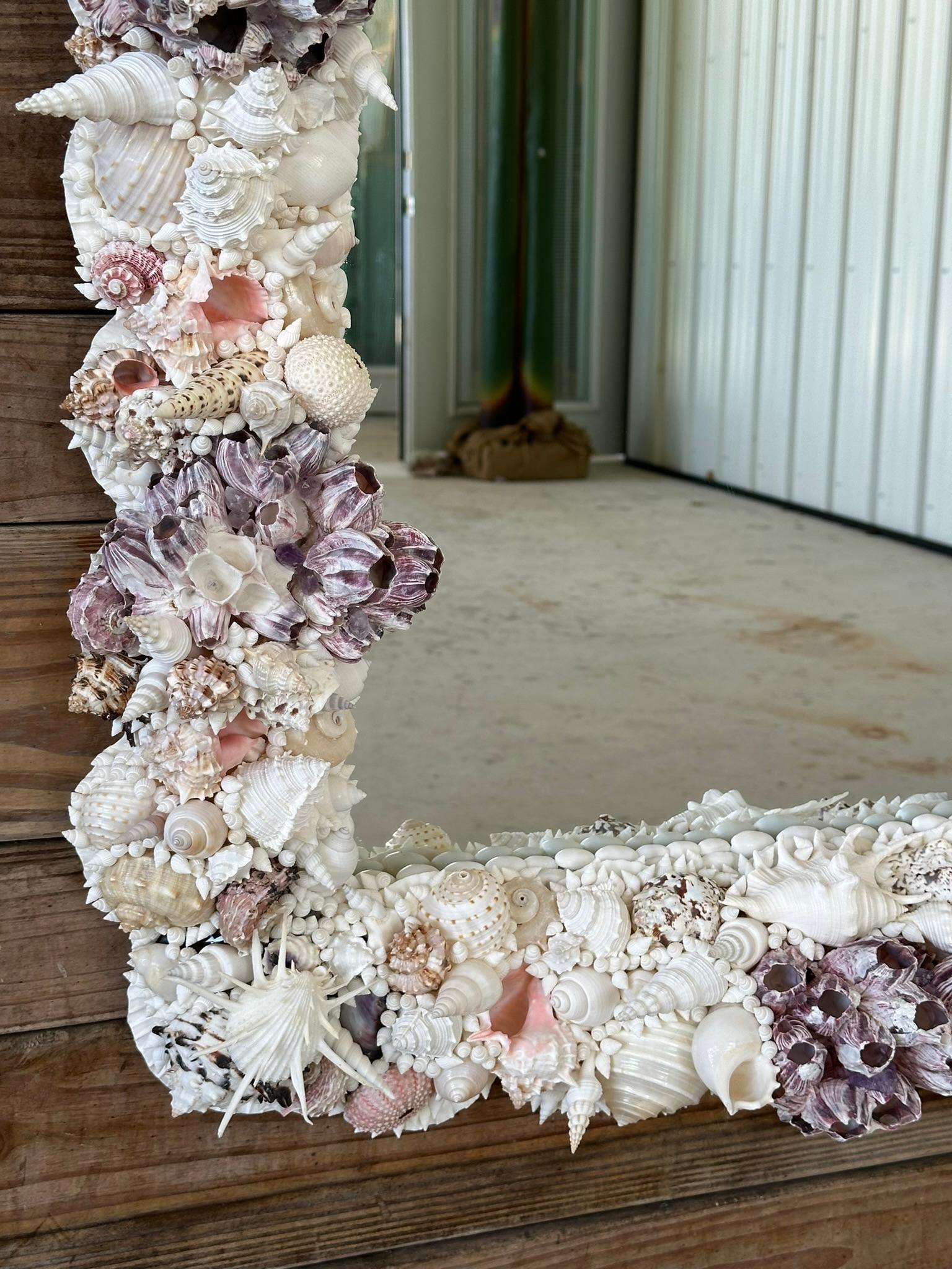 Pair of Natural Sculptural Coastal Handmade Seashell Wall Mirrors at ...