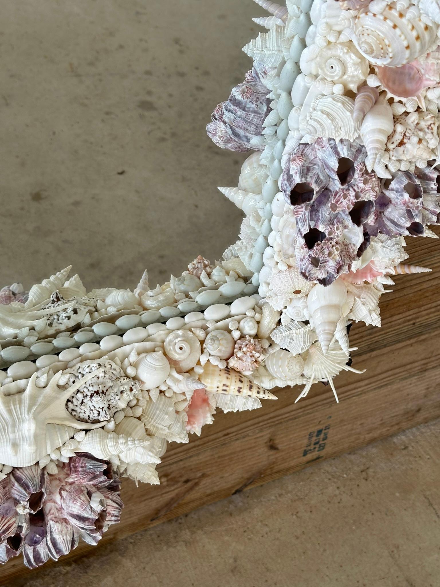 Pair of Natural Sculptural Coastal Handmade Seashell Wall Mirrors at ...