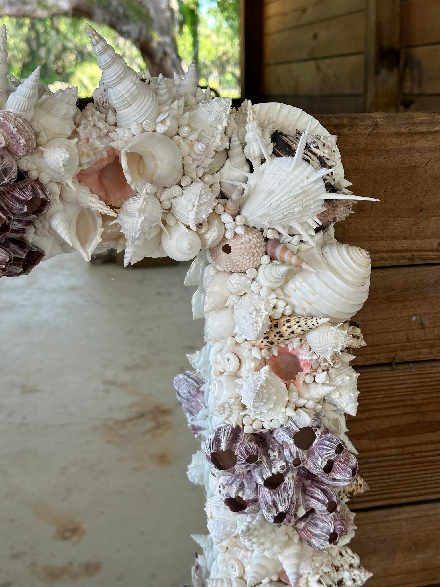 Pair of Natural Sculptural Coastal Handmade Seashell Wall Mirrors at ...
