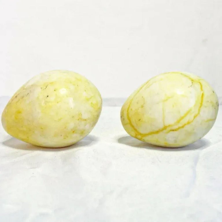 Pair of Natural Yellow Jasper Eggs For Sale at 1stDibs