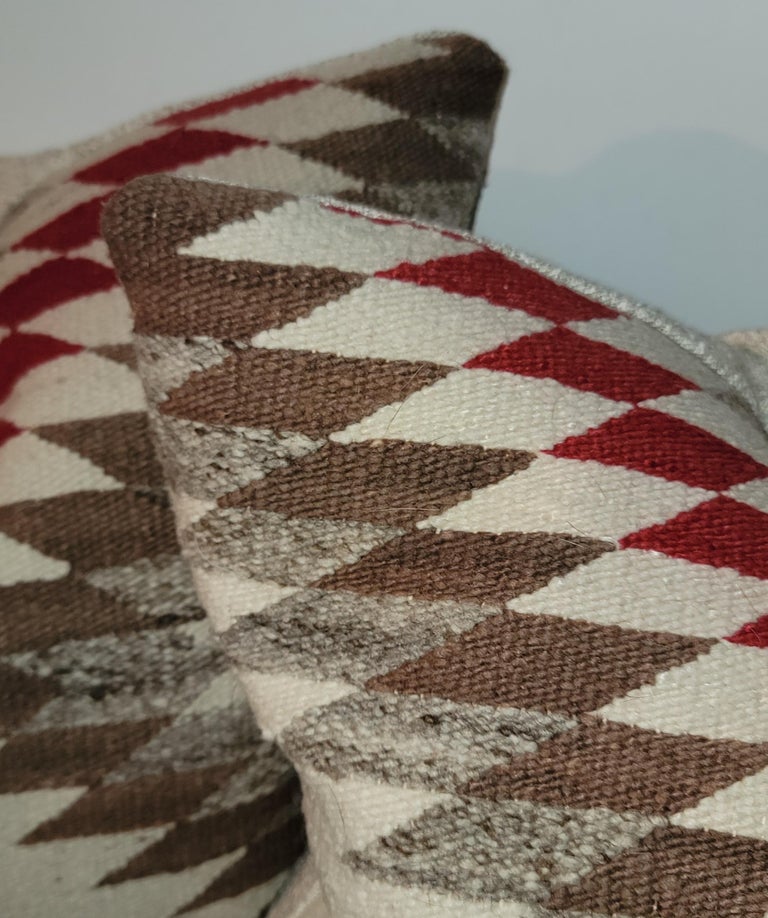 Pair of Navajo Indian Weaving Eye Dazzler Pillows For Sale at 1stDibs