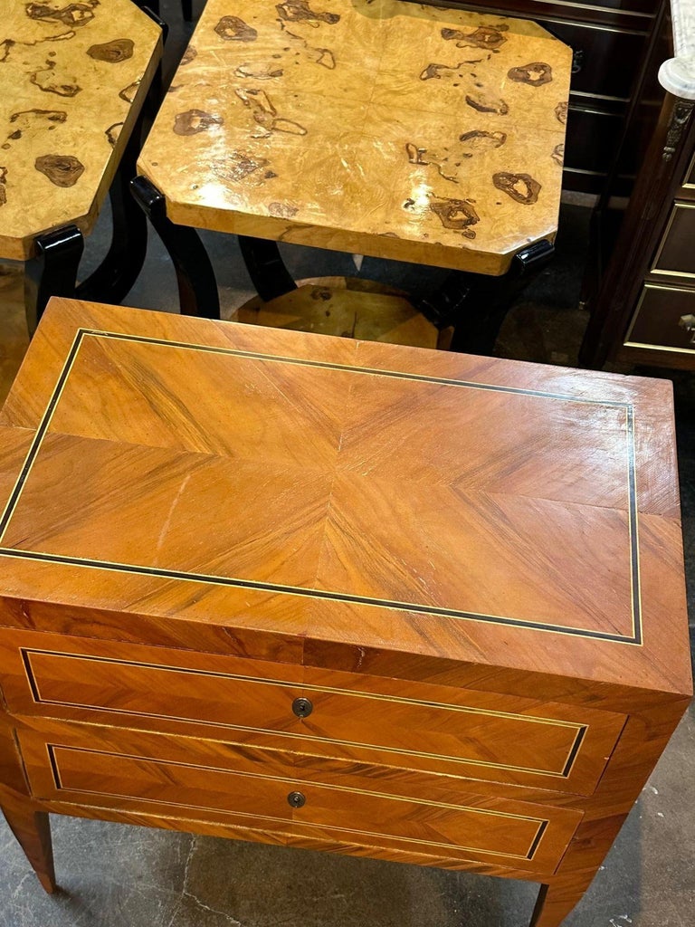 Pair of Neo-Classical Inlaid Walnut Side Tables For Sale at 1stDibs