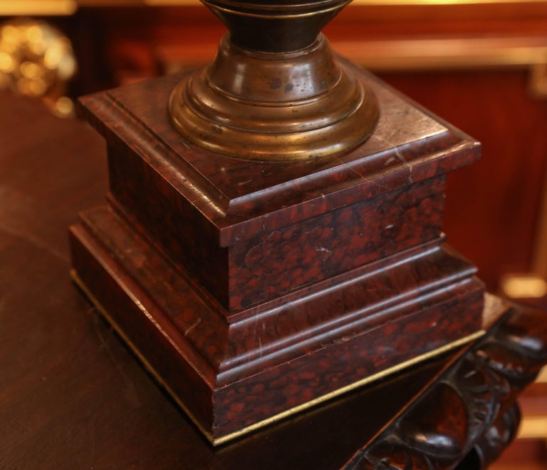 Pair of Neo Grec Bronze Urns on Marble Bases Converted to Lamps For ...