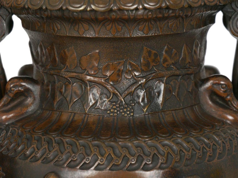 Pair of Neo-Greco Antique Cast Bronze Amphora Table Lamps, circa 1900 ...