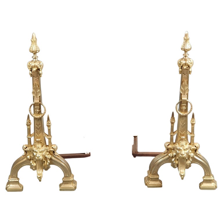 Pair of Neo-Renaissance Ormolu Andirons For Sale at 1stDibs