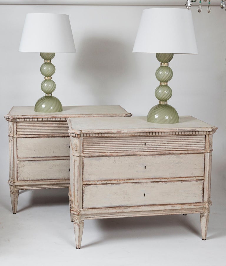 Pair of Neoclassic Scandanavian Style Painted Chests, Contemporary at ...