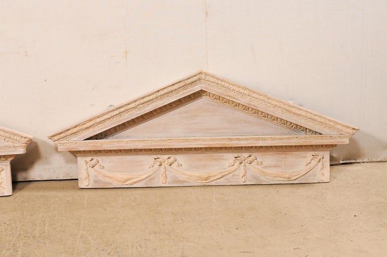 Pair of Neoclassic Style Hanging Wood Pediments For Sale at 1stDibs
