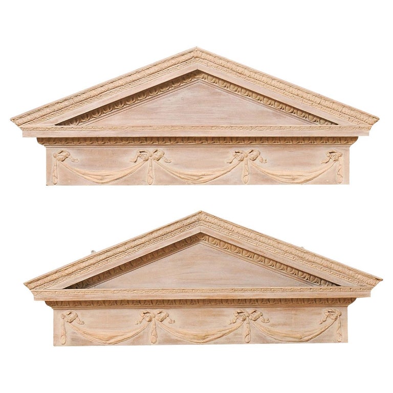 Pair of Neoclassic Style Hanging Wood Pediments For Sale at 1stDibs