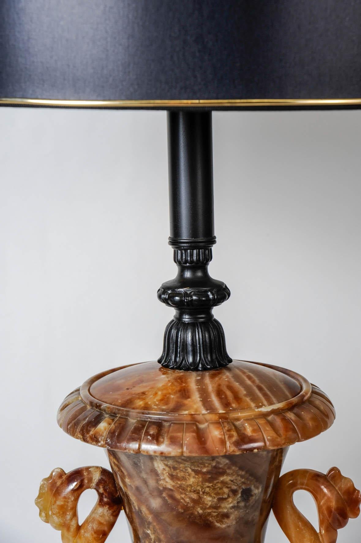 Pair of Neoclassical Albaster Lamps at 1stDibs