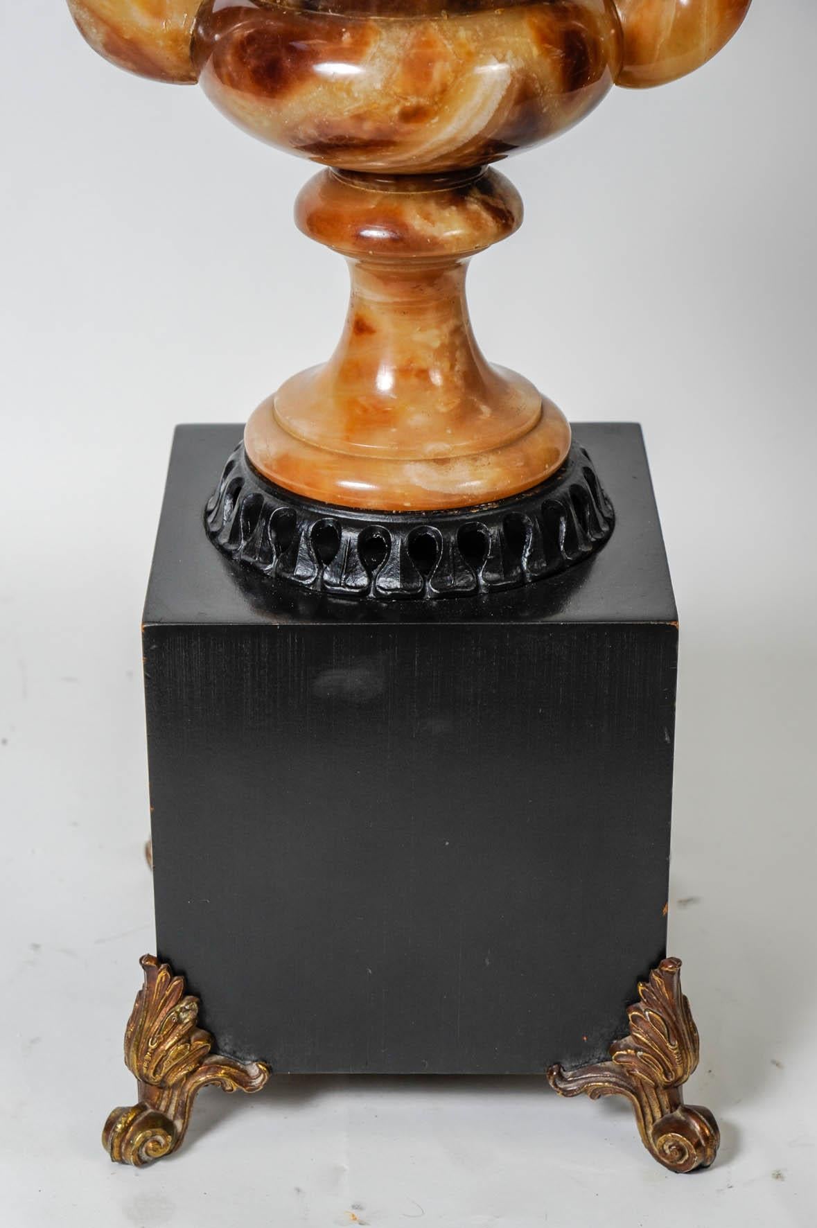 Pair of Neoclassical Albaster Lamps at 1stDibs