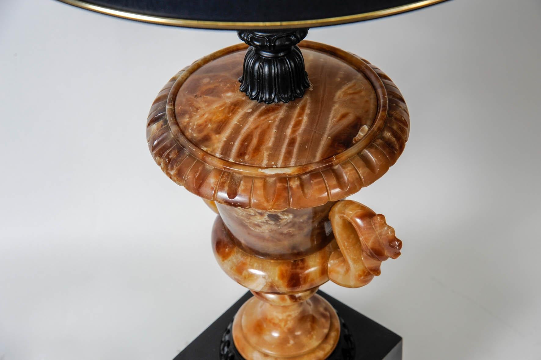 Pair of Neoclassical Albaster Lamps at 1stDibs