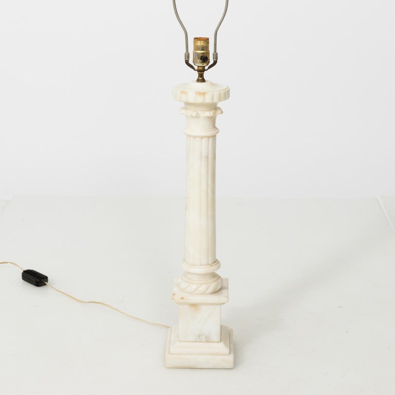 Pair of Neoclassical Column Lamps at 1stDibs