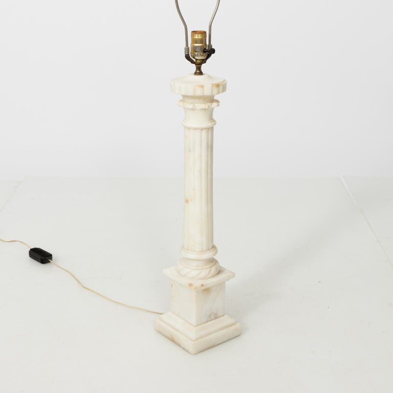 Pair of Neoclassical Column Lamps at 1stDibs