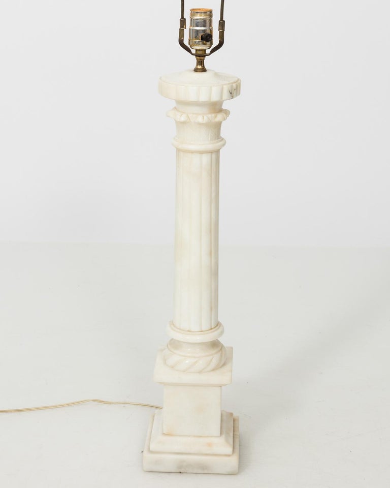 Pair of Neoclassical Column Lamps at 1stDibs