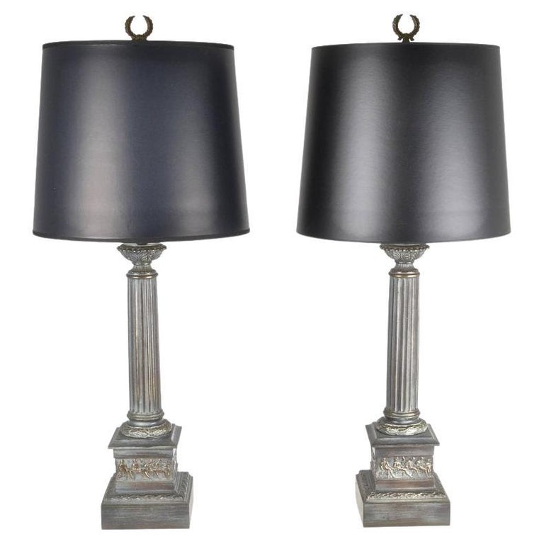 Pair of Neoclassical Column Lamps, USA, circa 1950s For Sale at 1stDibs
