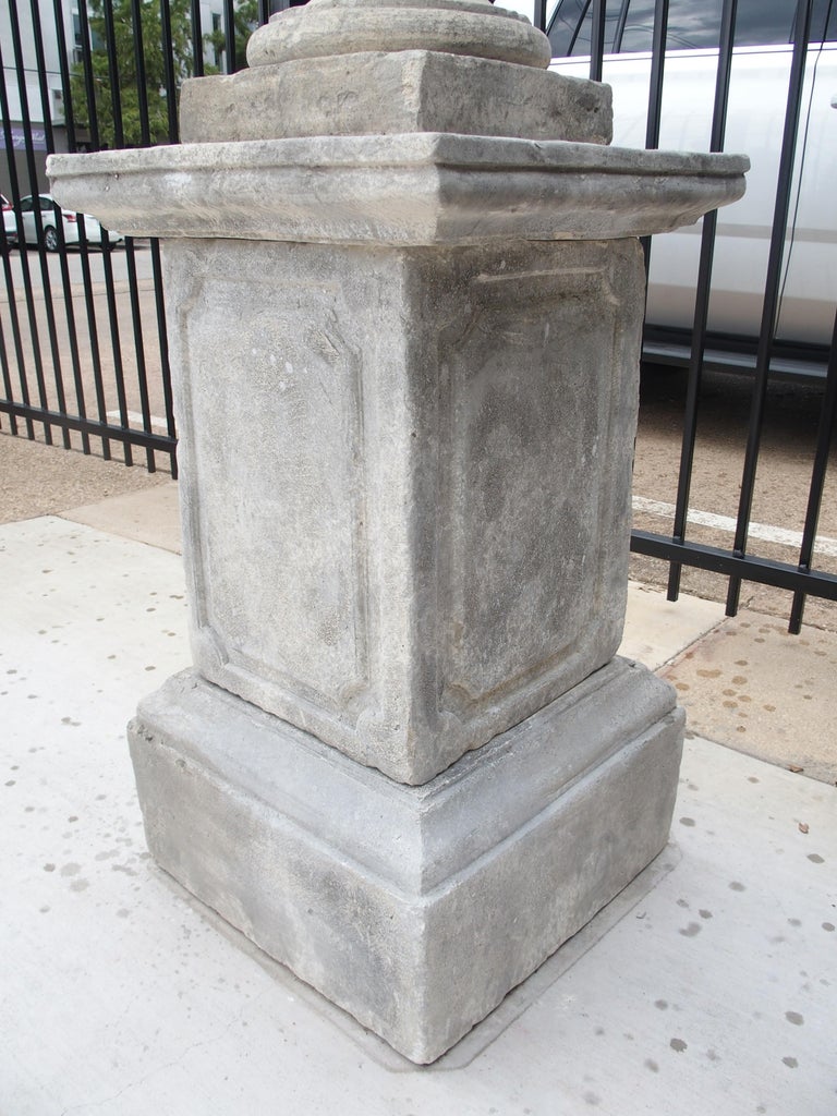 Pair of Neoclassical Composition Limestone Urns on Pedestals, Southern ...