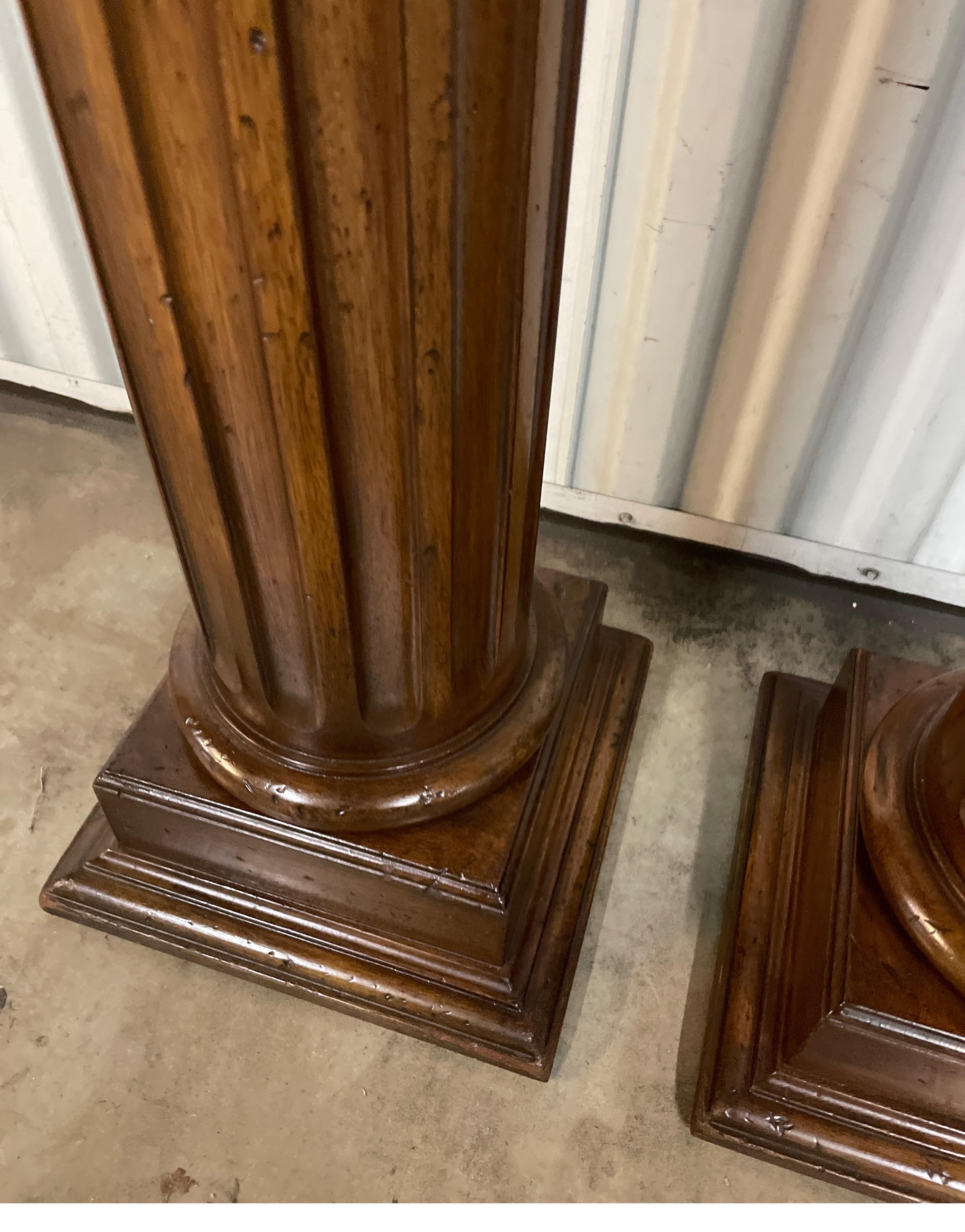 Pair of Neoclassical Corinthian Column Pedestals at 1stDibs