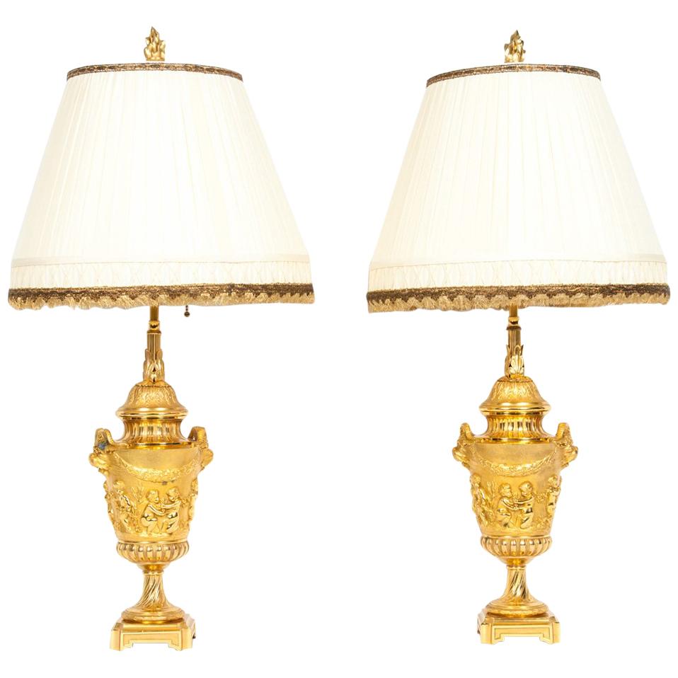 Pair of 1950s Modern Neoclassical Style Gilt and Faux Marble Table ...