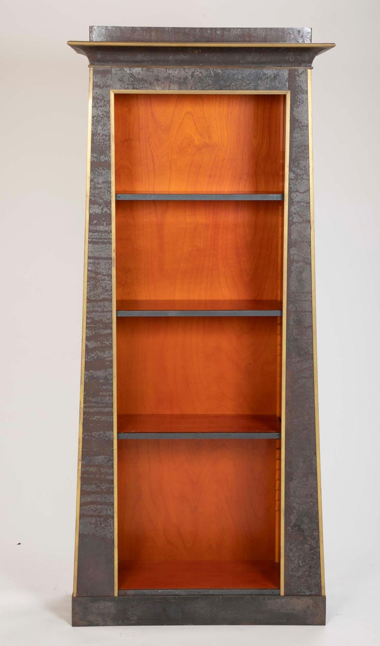 Pair of Neoclassical Style Iron Clad Bookshelves For Sale at 1stDibs