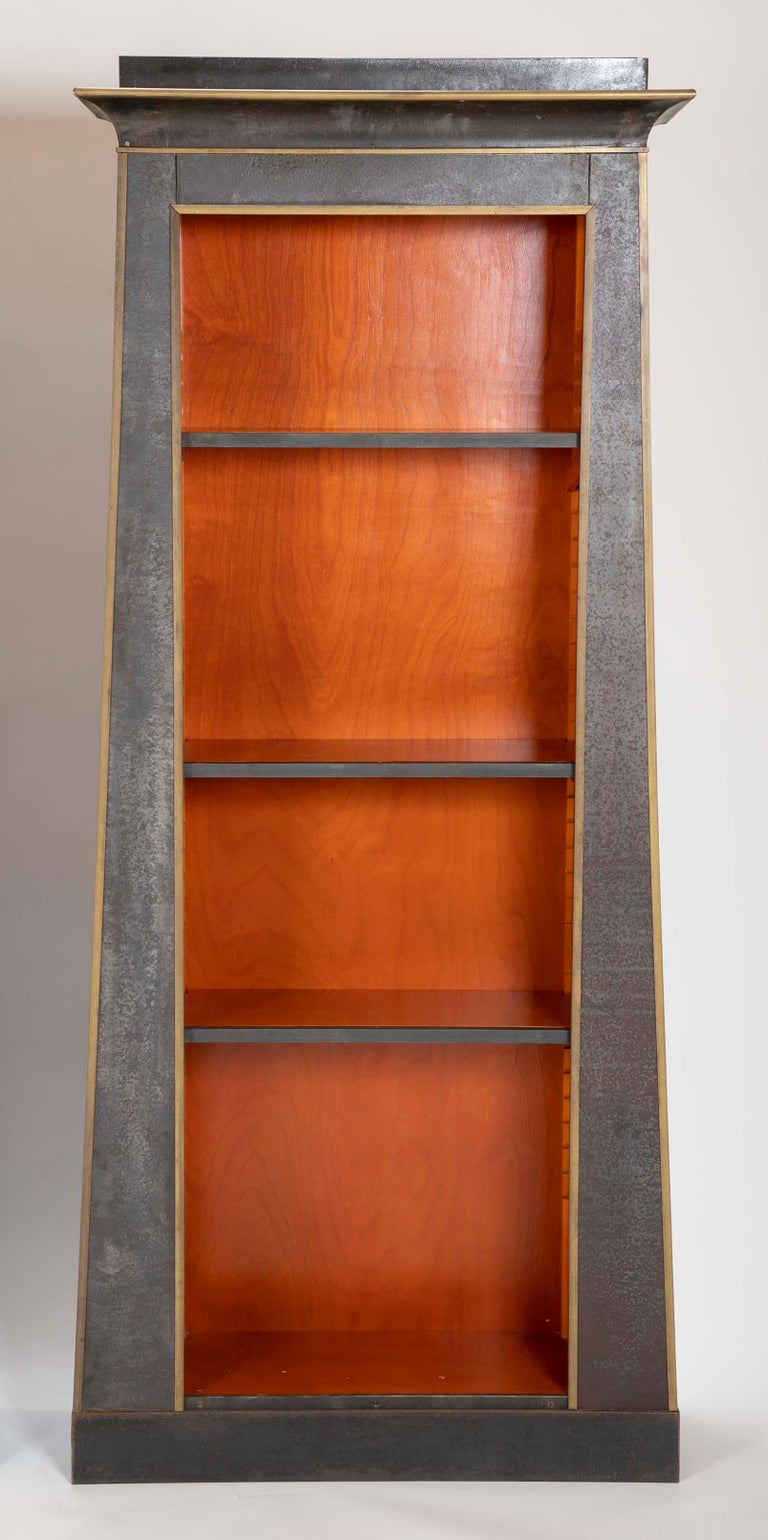 Pair of Neoclassical Style Iron Clad Bookshelves For Sale at 1stDibs